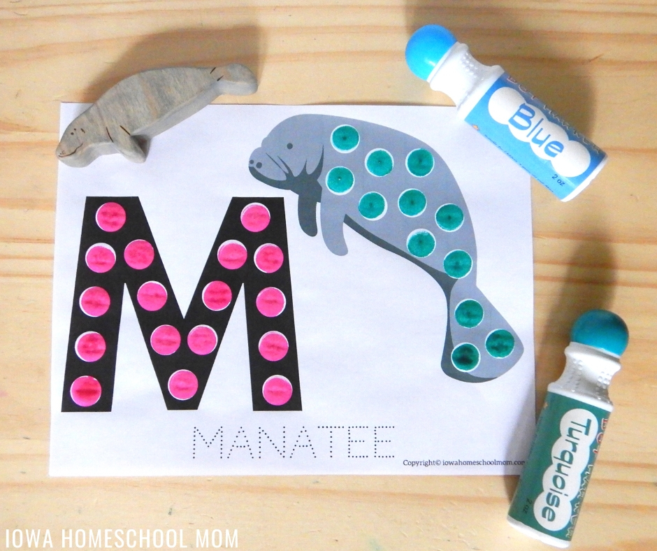 Free Manatee Do-A-Dot Marker Printables - Prairie Roots Homeschool